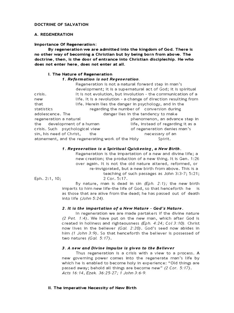 DOCTRINE OF SALVATION Regeneration | PDF | Born Again | Logos ...
