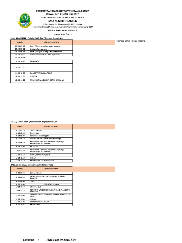 Jadwal MPLS 2022 | PDF