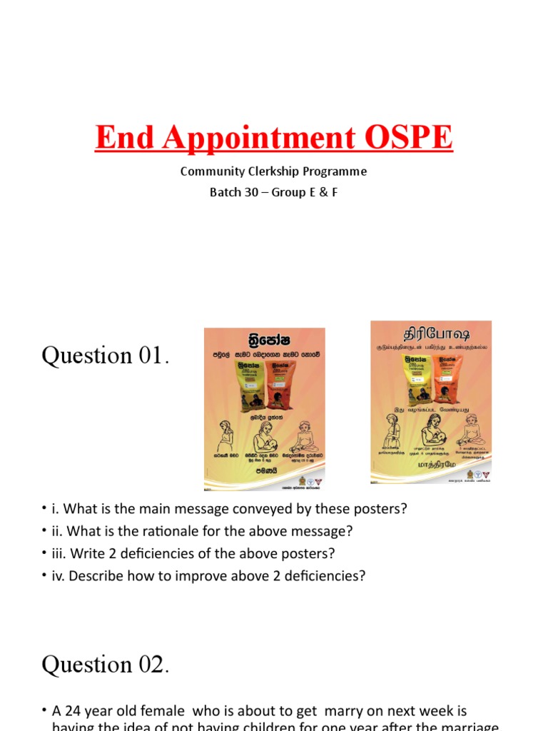 End Appointment OSPE | PDF | Combined Oral Contraceptive Pill | Clinic
