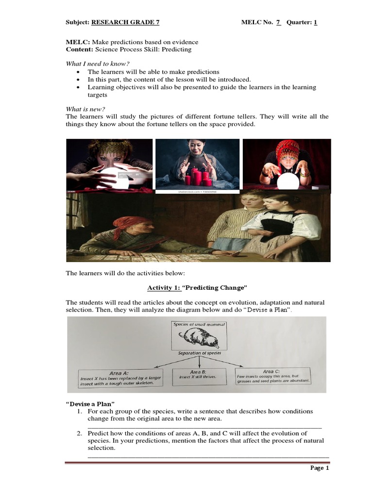 G7 Research Melc 7 Q1 | Download Free PDF | Learning | Prediction