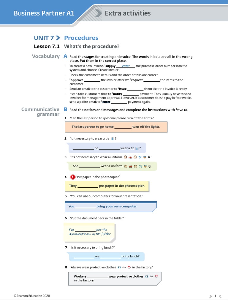 BusPart A1 ExtraAct U7 | PDF | Invoice | Business