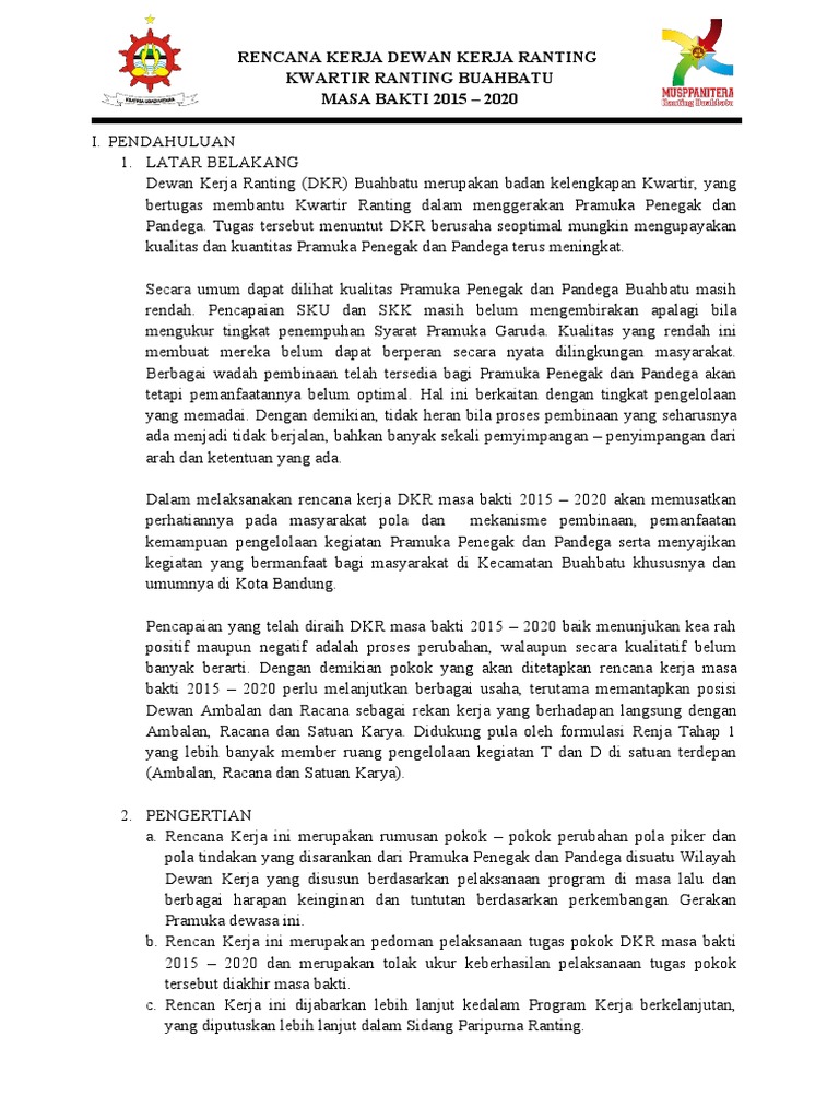 Rencana Kerja Dewan Kerja Ranting | PDF