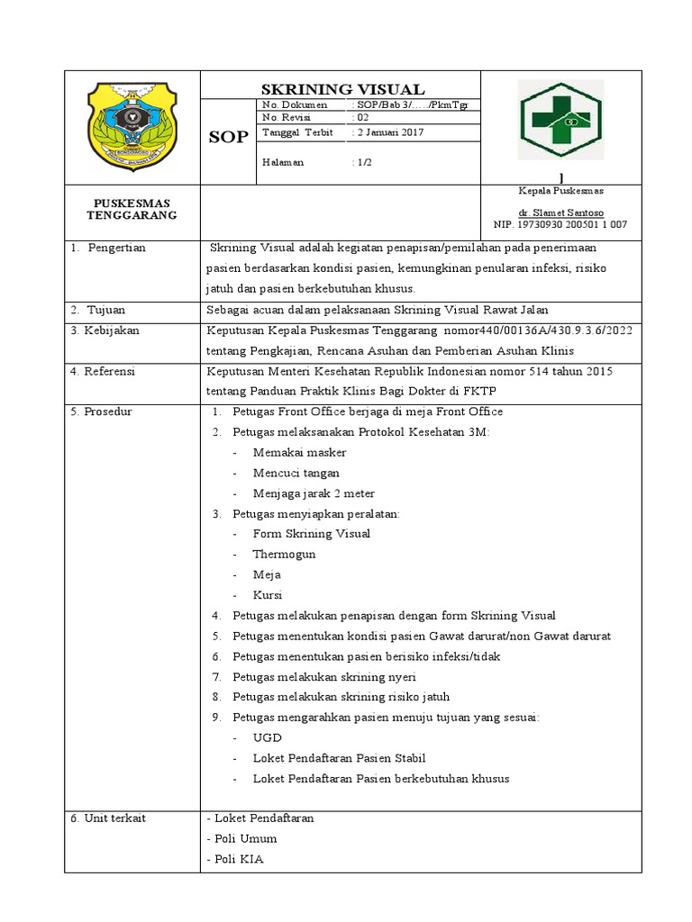 Sop Skrining Visual | PDF | Sains & Matematika