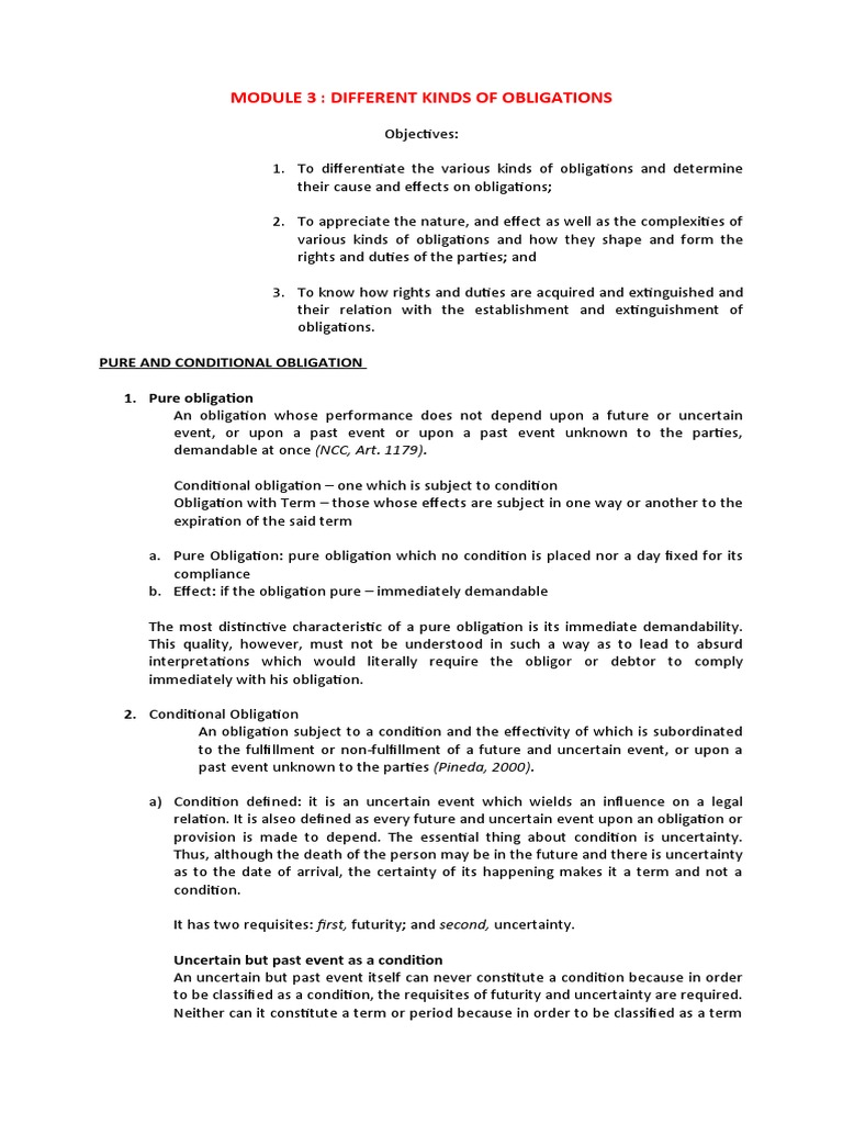 Types of Obligations Explained | PDF | Law