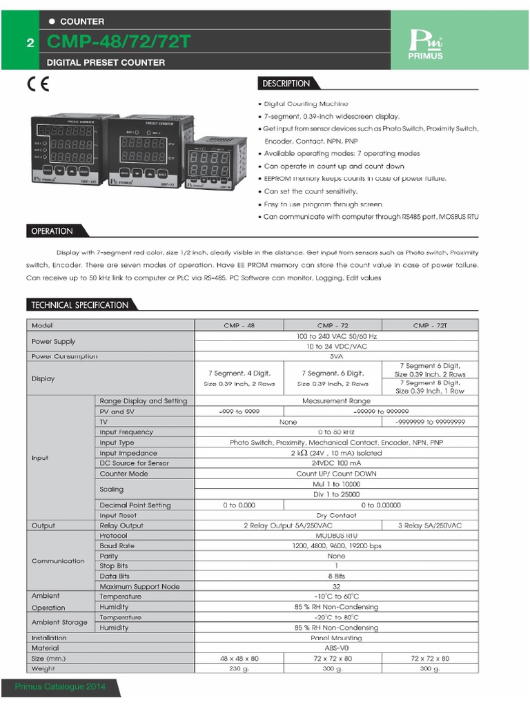 CMP-48-72-72T-Series - Digital Preset Counter | PDF