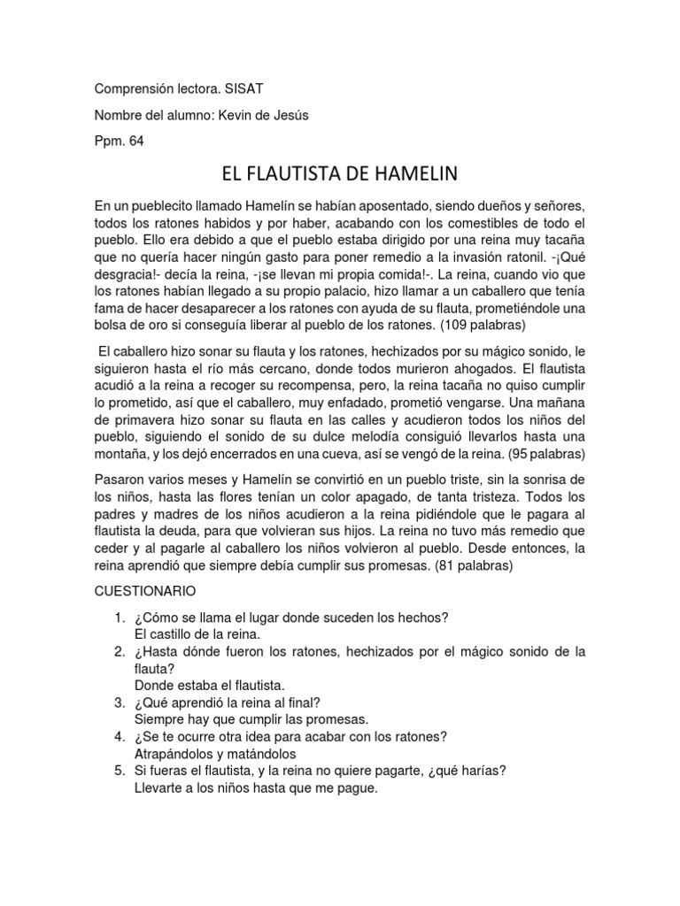 Comprensión Lectora Kevin de Jesus | PDF