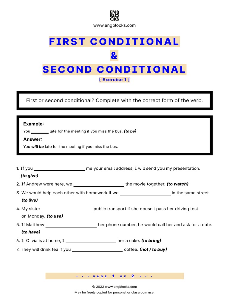 Conditional Sentences Type 1 and Type 2 | PDF