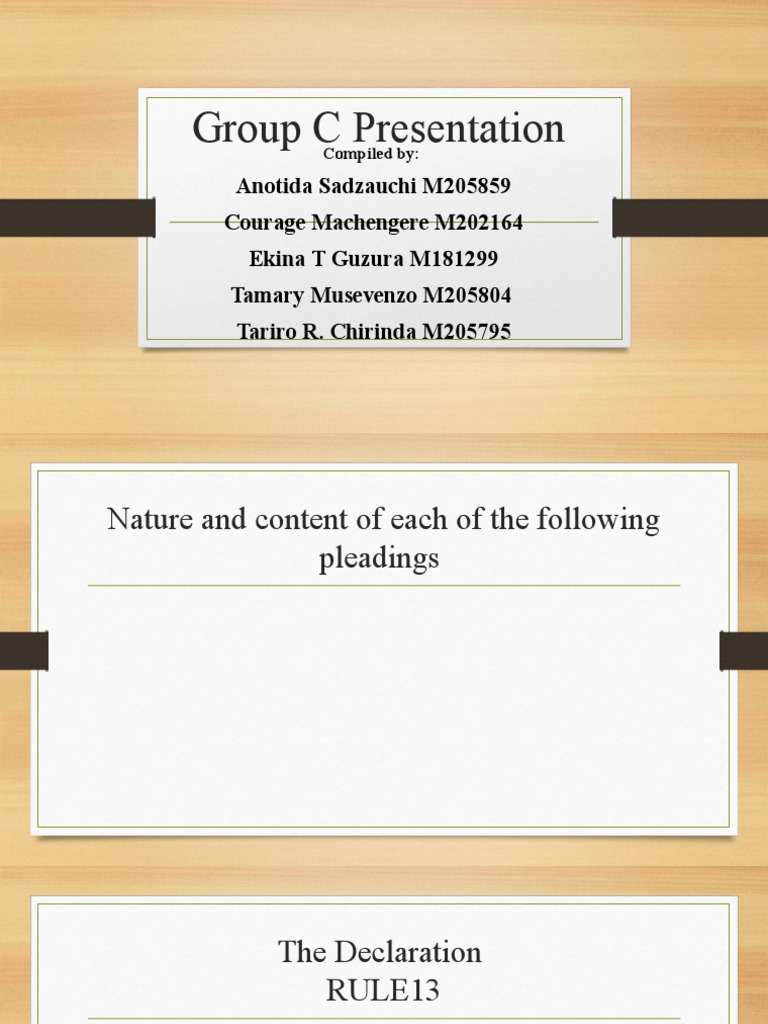 Group C Presentation | PDF | Pleading | Cause Of Action