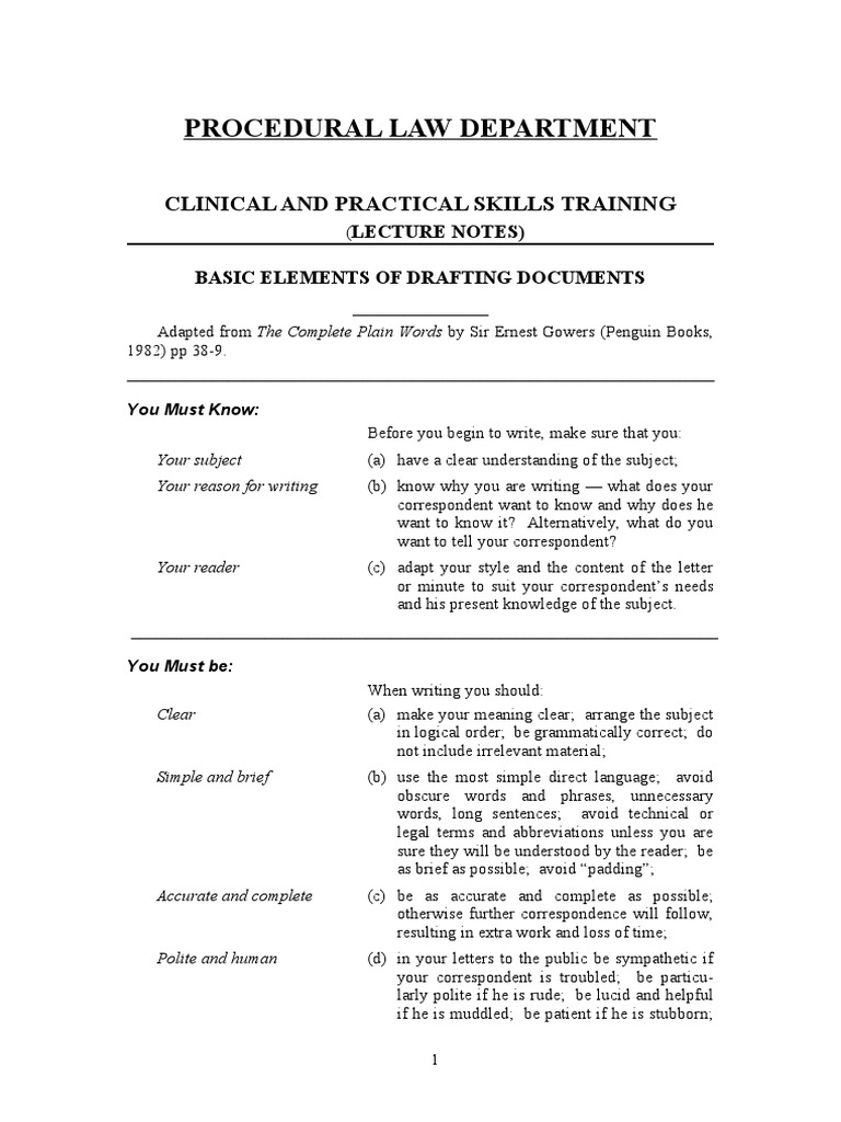 Clinical and Pratical Skills Lecture Notes | PDF | Pleading | Will And ...