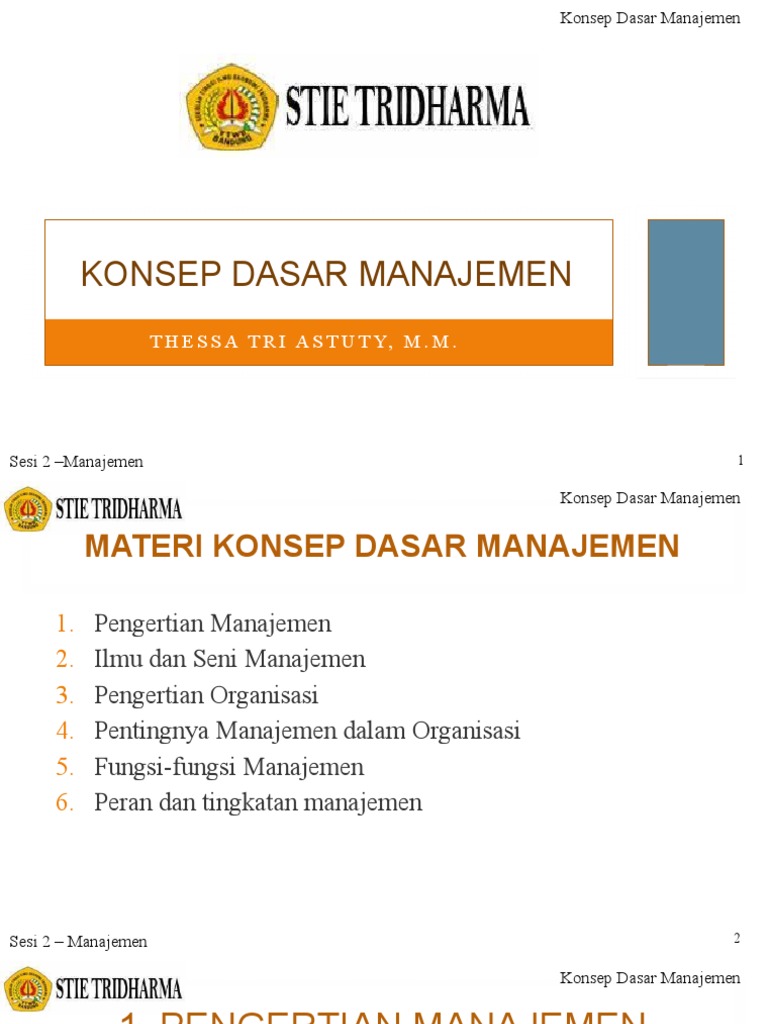 Konsep Dasar Manajemen-1 | PDF