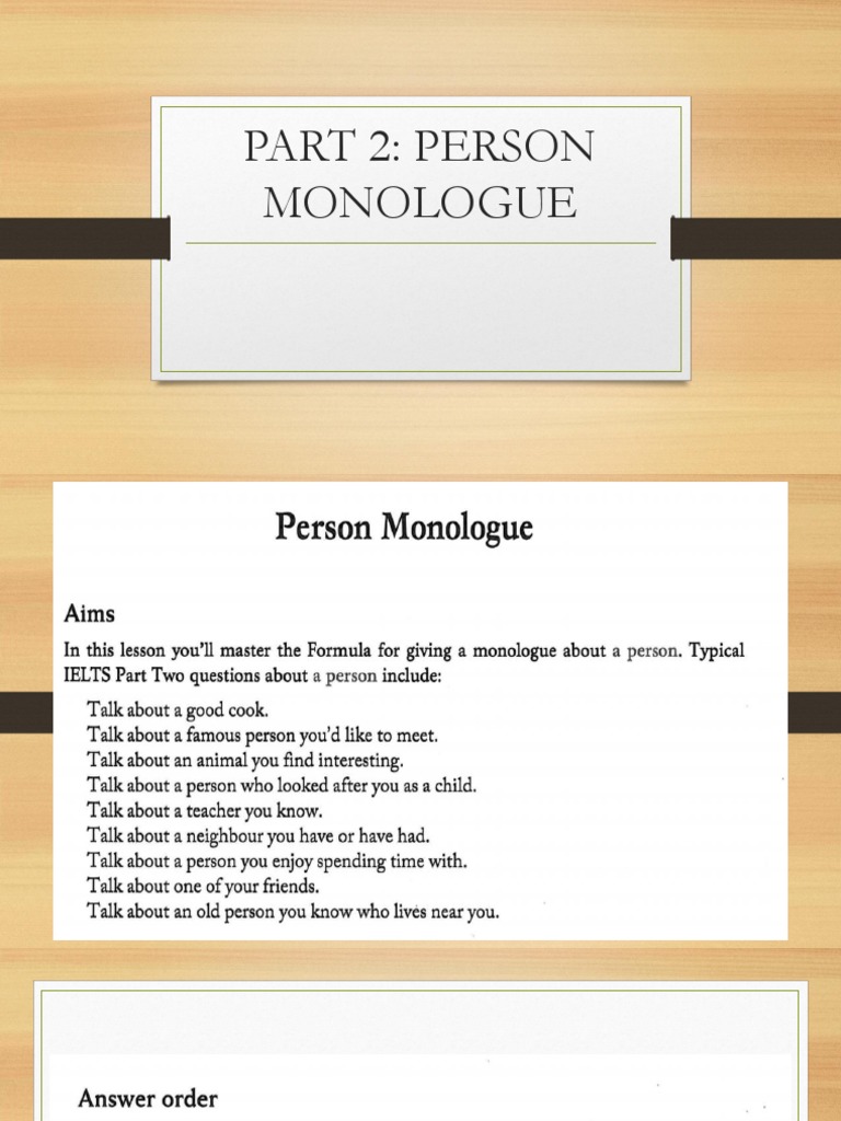 Part 2 - Person Monologue | PDF