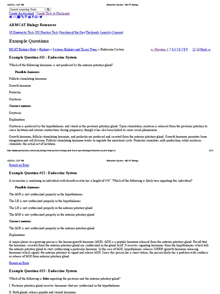 Endocrine System - MCAT Biology 2 | PDF | Pancreas | Luteinizing Hormone