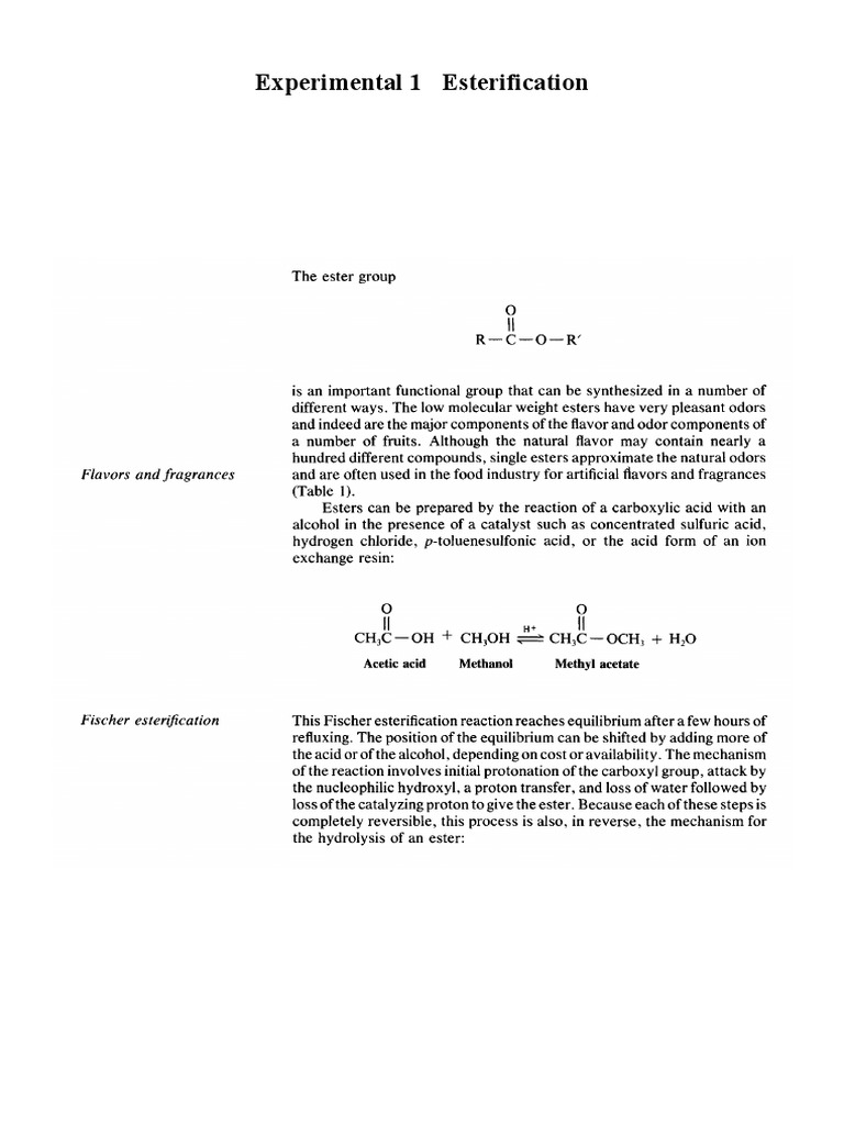 Exp 1 Esterification | PDF | Cooking, Food & Wine