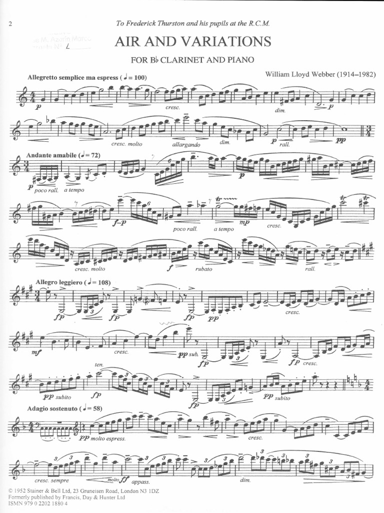 Air and Variations | Download Free PDF | Tempo | Notation