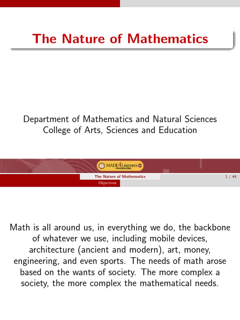 Understanding the Nature of Mathematics | PDF | Philosophy | Teaching ...