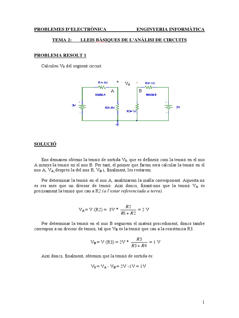 Problemes Tema - 2 Circuits SOLUCIO | PDF