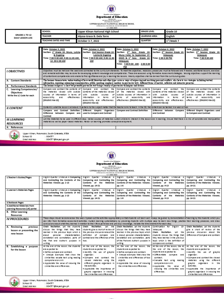 English 10-Dll-Week 7 | Download Free PDF | Reading Comprehension ...