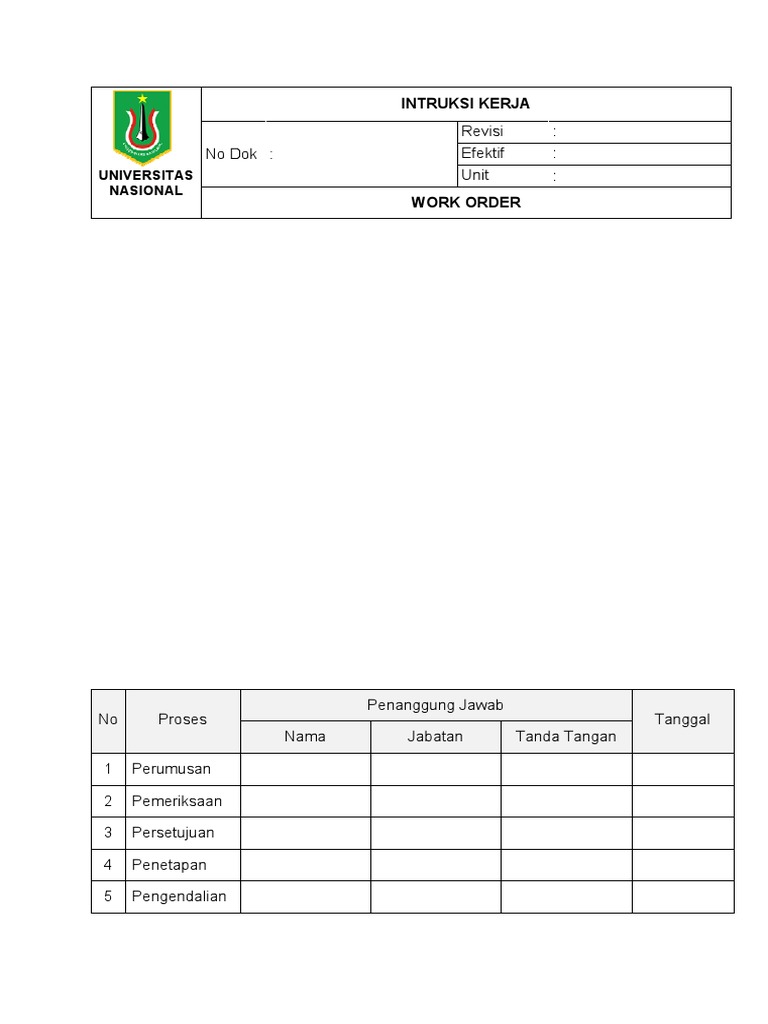 Instruksi Kerja BRT Work Order | PDF