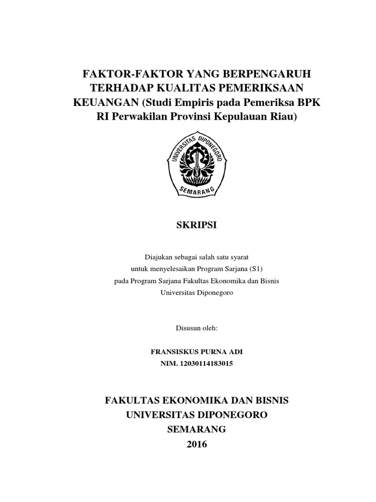 Faktor Faktor Yang Berpengaruh Terhadap Pemeriksa Pada Badan Pemeriksa Keuangan | PDF