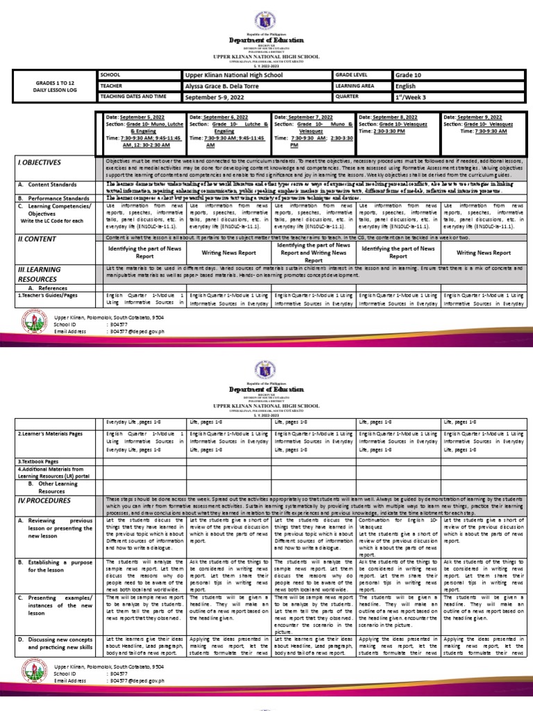 English 10-Dll-Week 3 | PDF | Learning | News