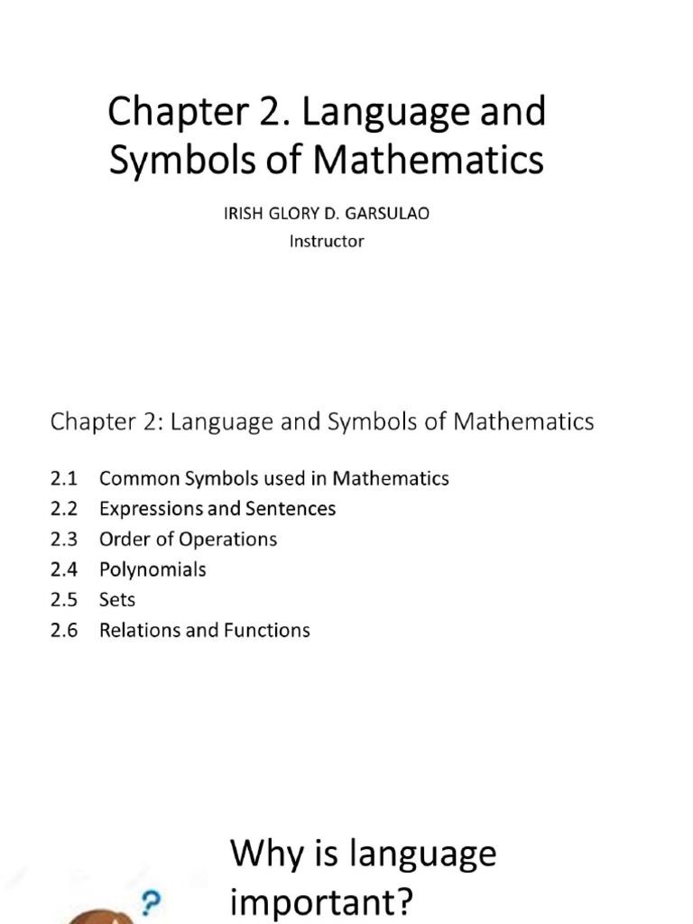 Chapter 2. Language and Symbols of Mathematics | PDF