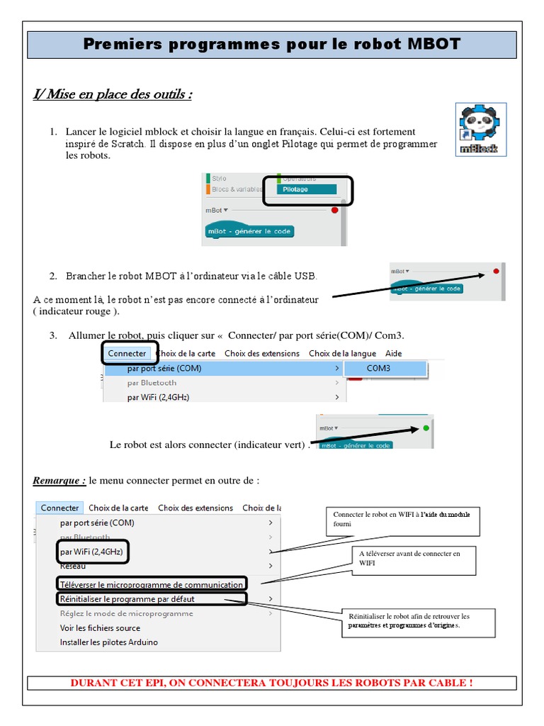 Premier Programme Pour Le Robot MBOT | PDF | Capteur