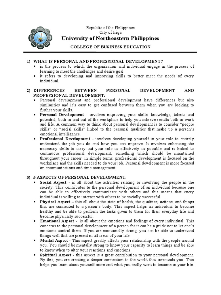 PERSONAL & PROFESSIONAL DEVELOPMENT (FINAL PERIOD) | PDF | Goal | Intelligence