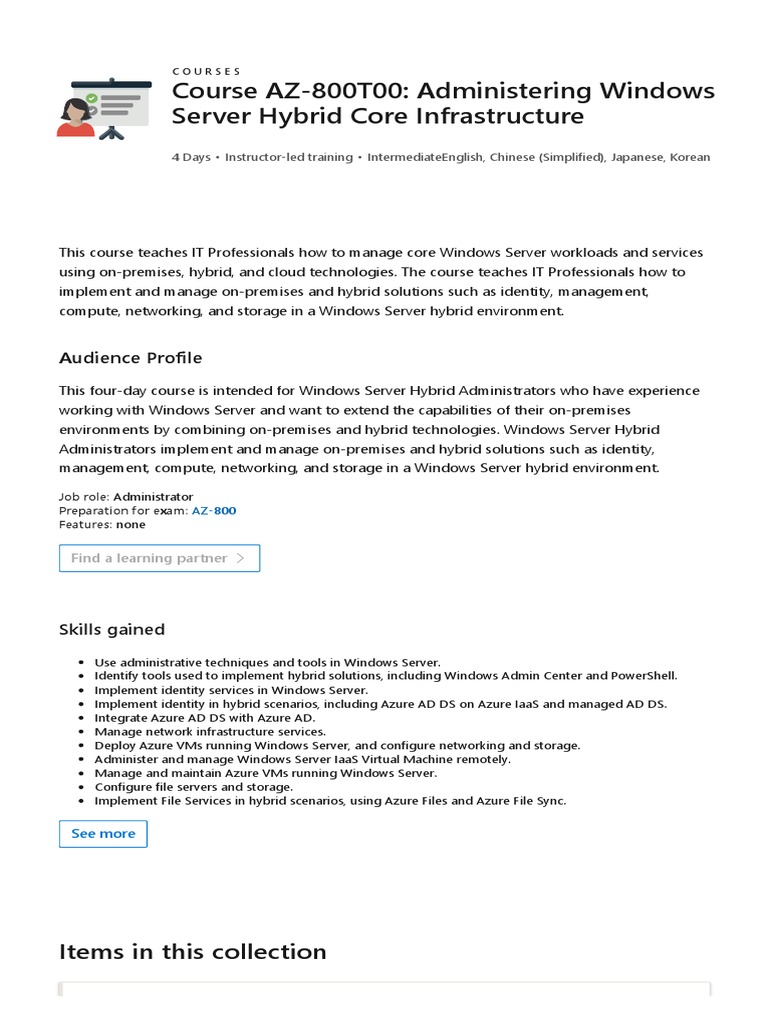 AZ-800T00 - A - Administering Windows Server Hybrid Core Infrastructure | PDF | Active Directory ...
