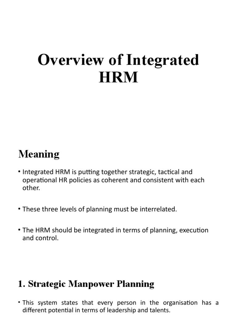 Overview of Integrated HRM | PDF | Career & Growth