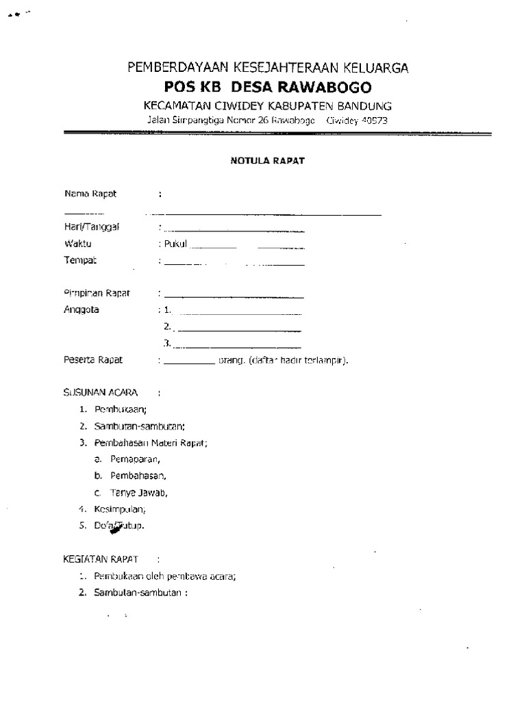 Notulen Rapat Pos KB | PDF