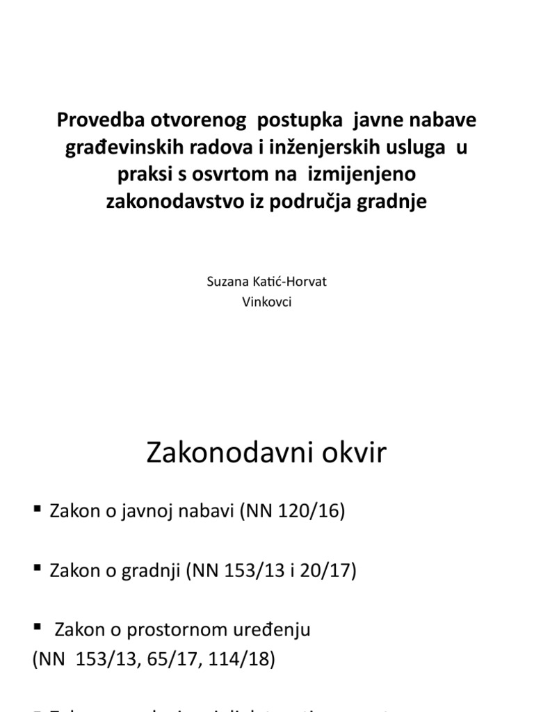 Provedba Otvorenog Postupka Javne Nabave Građevinskih Radova I | PDF