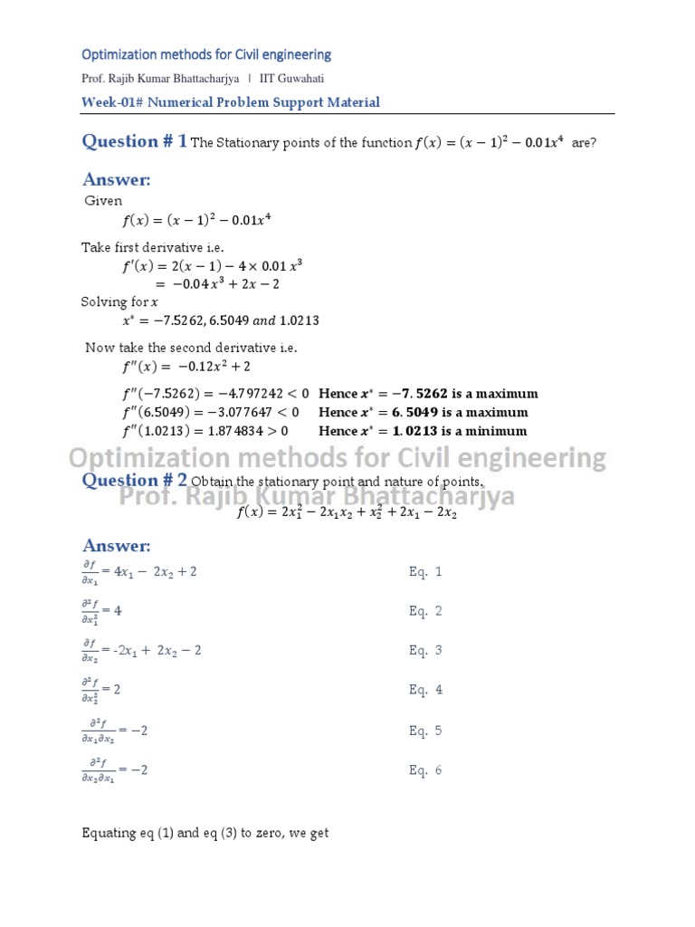 Week 01 Sm Pdf Mathematical Optimization Eigenvalues And Eigenvectors