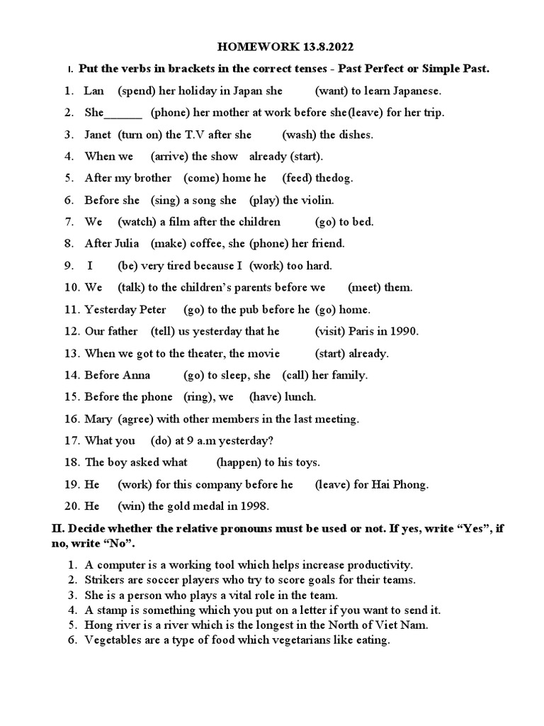 Homework verbs tenses relative clauses | PDF | Satellite