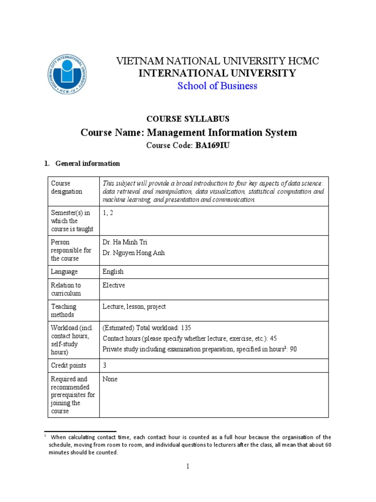 Asiin - Syllabus - Management Information System | PDF | Management ...