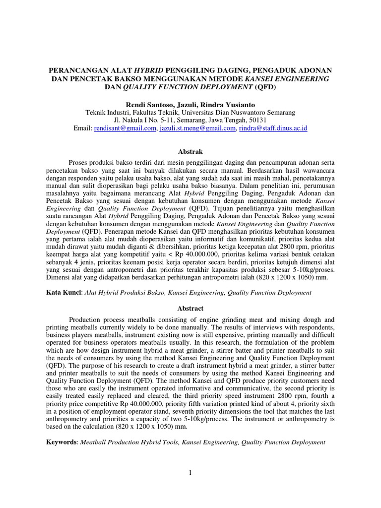Jurnal Alat Hybrid Penggiling Daging Dengan Metode Kansei Engineering | PDF
