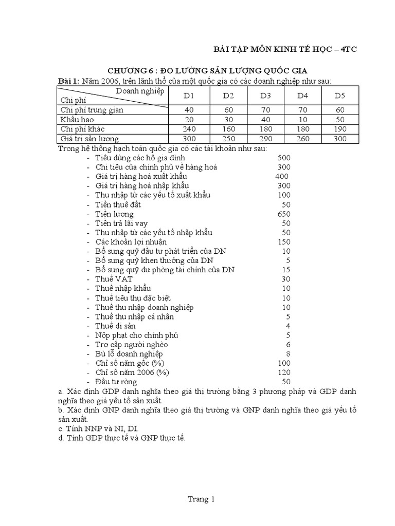 Bai Tap KTH 4TC | PDF