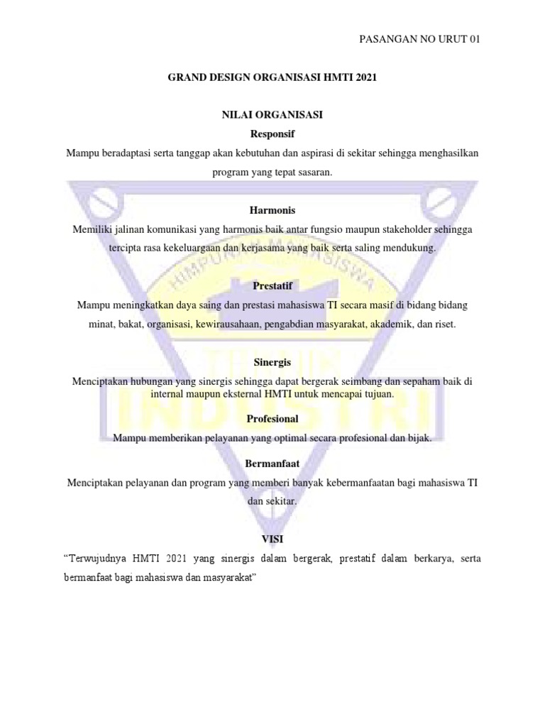 Grand Design Organisasi HMTI 2021 | PDF
