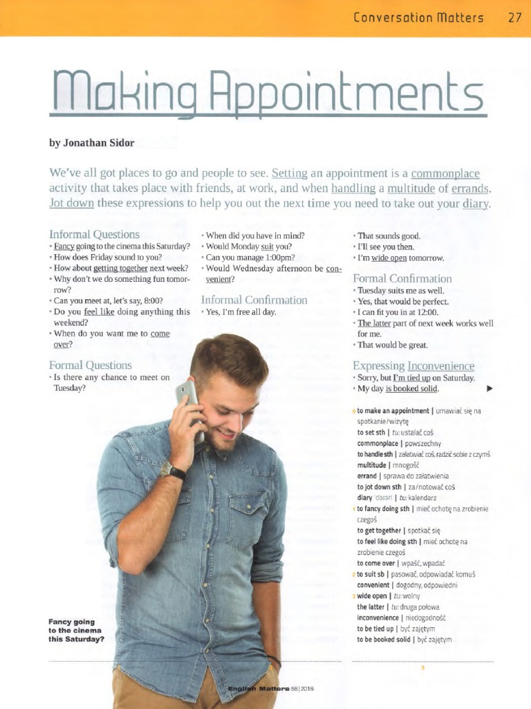 Making Appointments Phrases | PDF