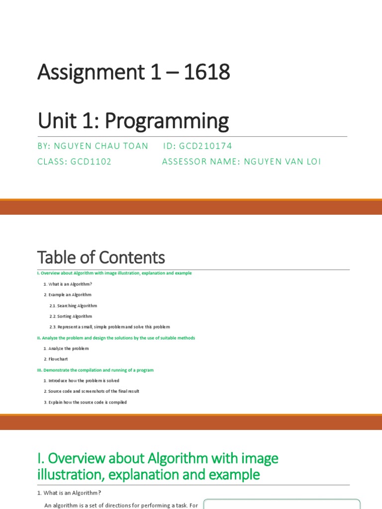 Assignment 1 - 1618 - Presentation | PDF | Algorithms | Software Development