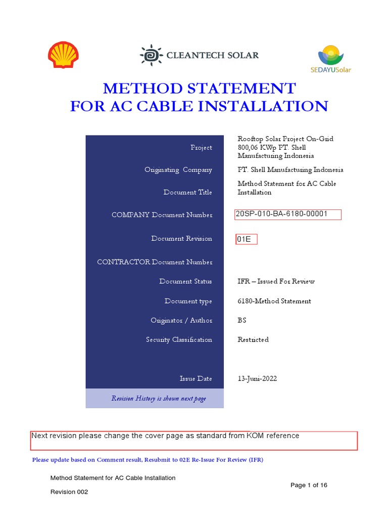 20SP-010-BA-6180-00001 - 01E - IFR - Method Statement For AC Cable ...