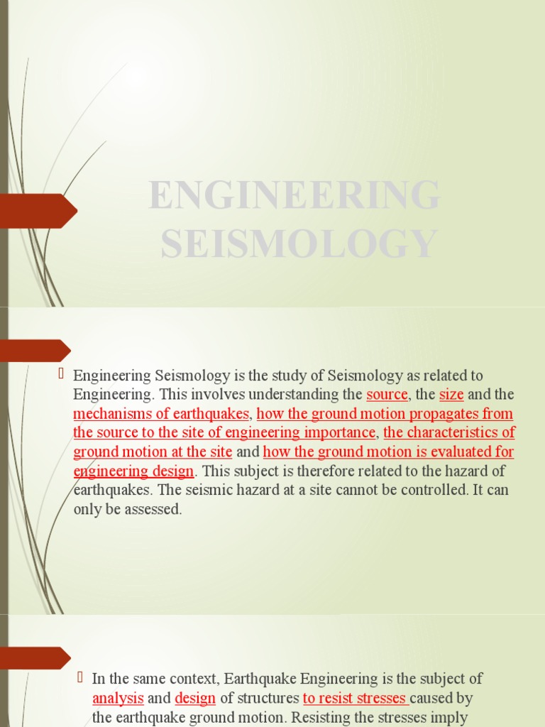 Engineering Seismology Pdf Earthquakes Seismology
