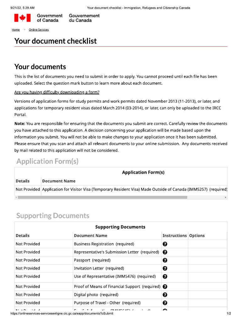 Canada Checklist | PDF