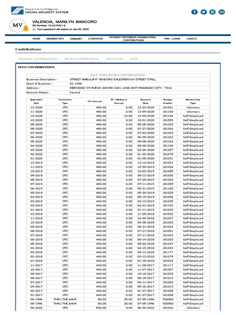 Republic of The Philippines Social Security System - Member | PDF