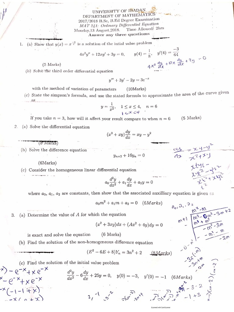 Mat 241 Ode Pqs Pdf
