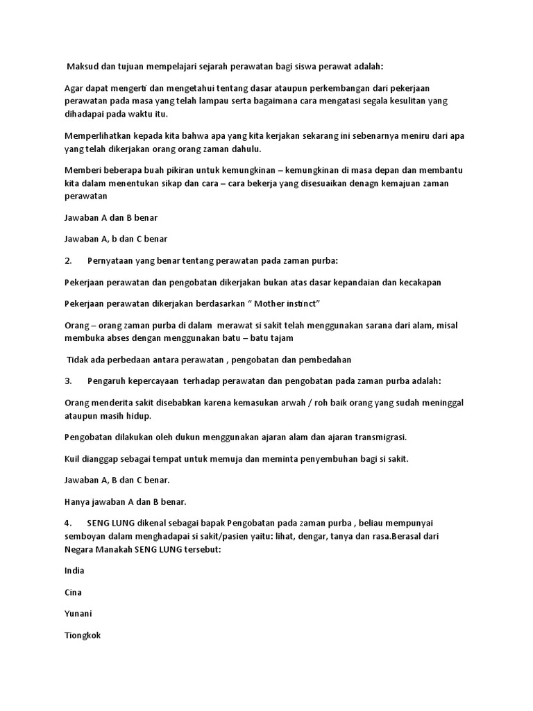 Maksud Dan Tujuan Mempelajari Sejarah Perawatan Bagi Siswa Perawat ...