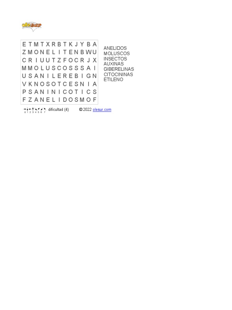 Sopa de Letras de Biología | PDF