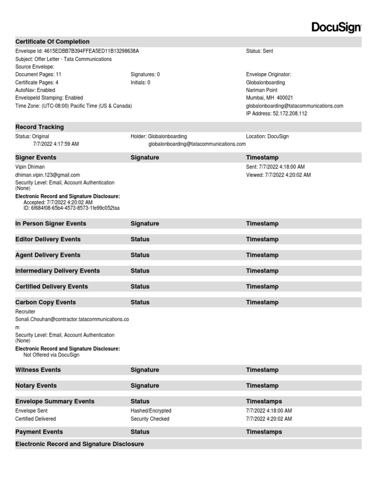 Tata Communications Offer Letter | PDF | Discovery (Law) | Email Address