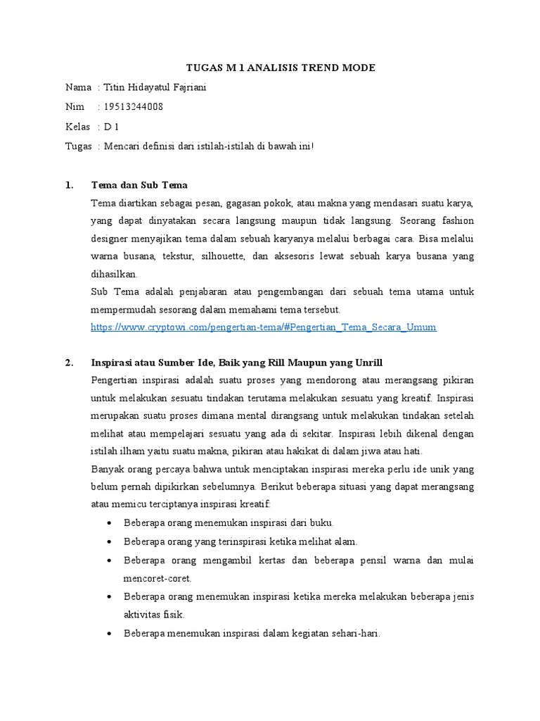 Tugas M 1 Analisis Trend Mode | PDF | Karier & Perkembangan