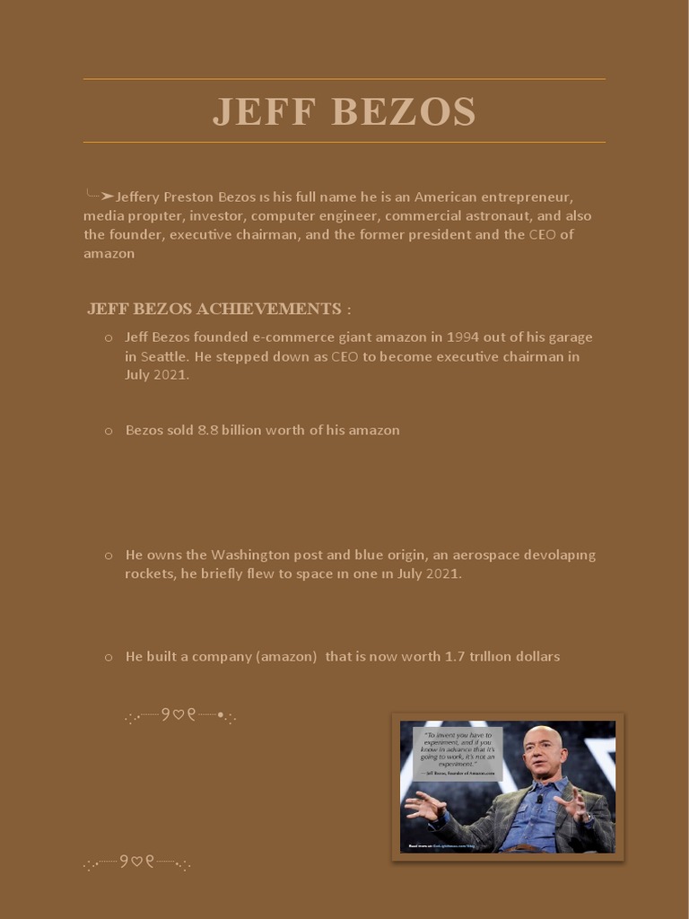 Jeff Bezos: Amazon Founder & Space Visionary | PDF | Social Science
