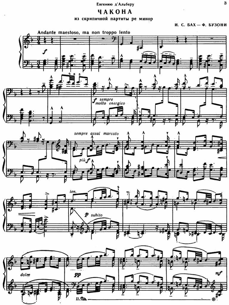 Bach-Busoni Chaconne From Violin Partita No 2 in D Minor BWV1004 | PDF